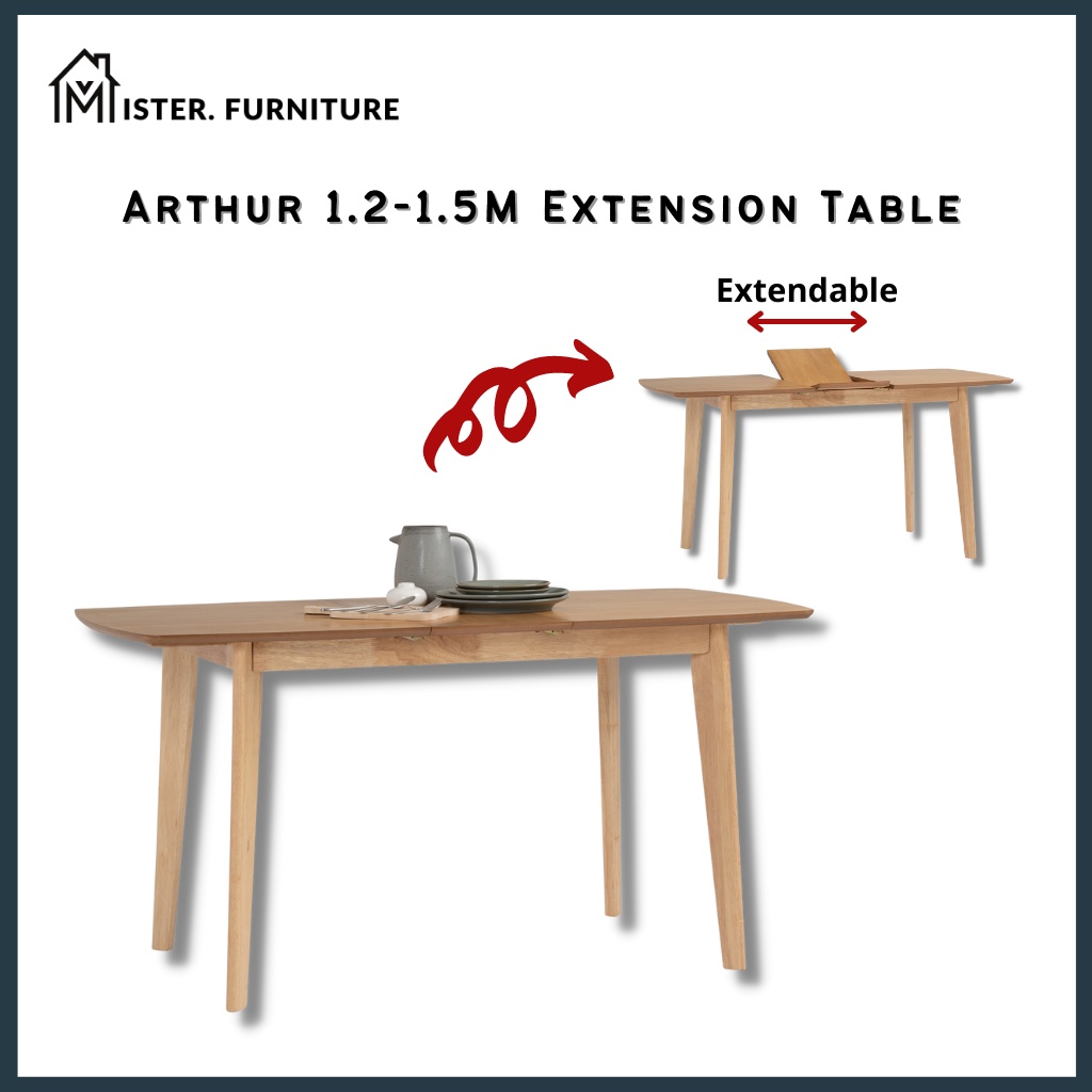 MF ARTHUR 1.2M-1.5M Extension Table 6 Seater Dining Table 4 Seater ...