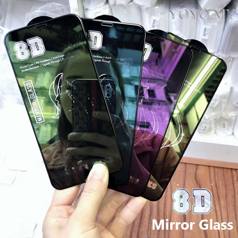 8D Mirror Screen Protector Tempered Glass iPhone 12 11 13 Pro Max X XR ...
