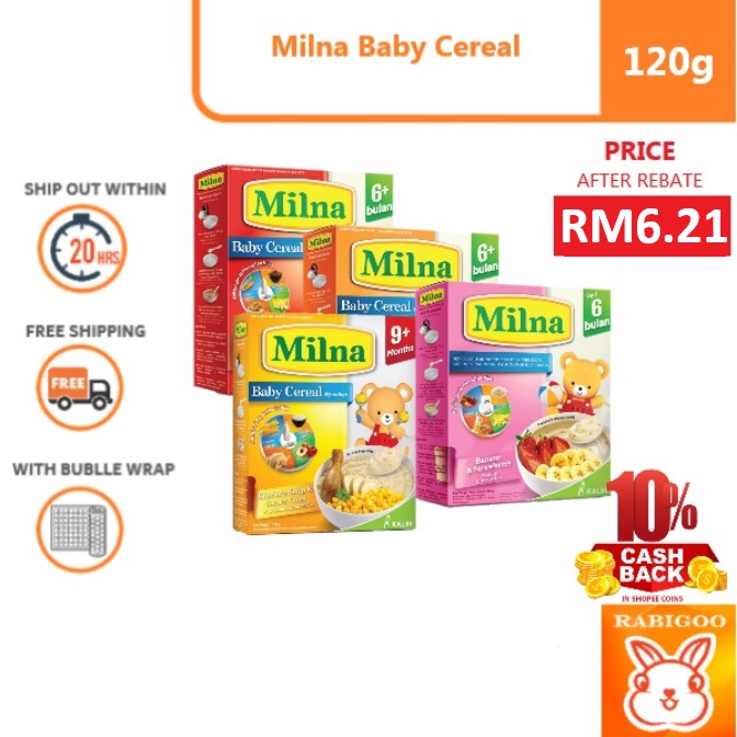 [CASHBACK 10%] Milna Baby Cereal 120G (baby food/snack) | Shopee Malaysia