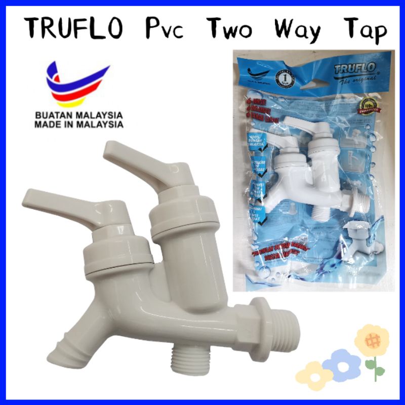 TRUFLO Pvc Tap Two Way Tap KEPALA PAIP PLASTIC Double Tap | Shopee Malaysia