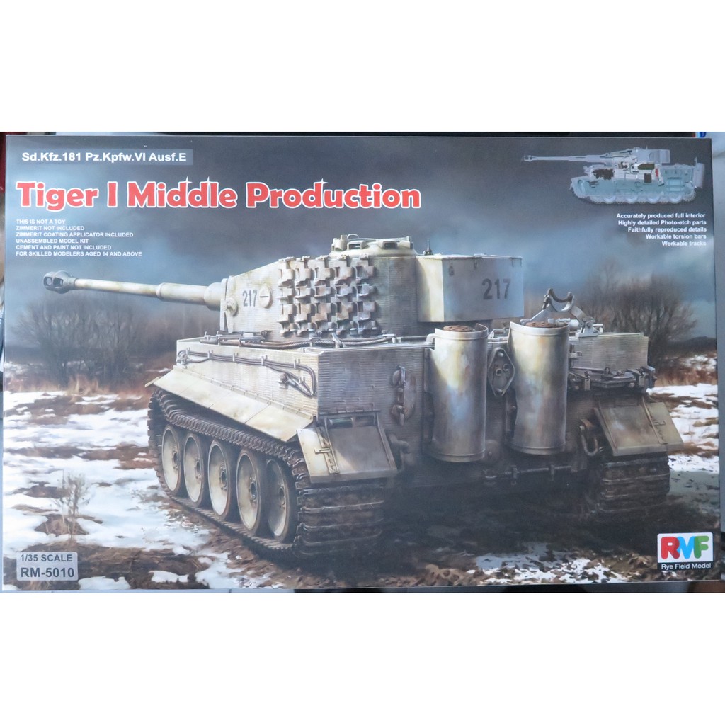 Rye Field Model 1/35 TIGER I MIDDLE PRODUCTION full interior ...