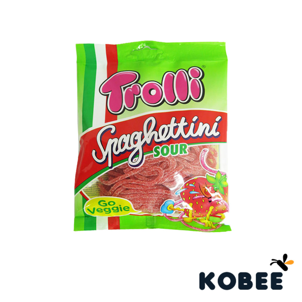 Trolli Spaghettini Sour Strawberry Vegan Gummy Jelly (100g) | Shopee ...
