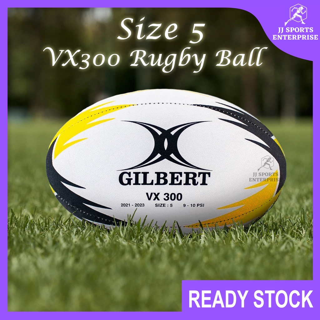 Gilbert VX300 Rugby Ball VX 300 Size 5 Senior Black Bola Ragbi Bola ...