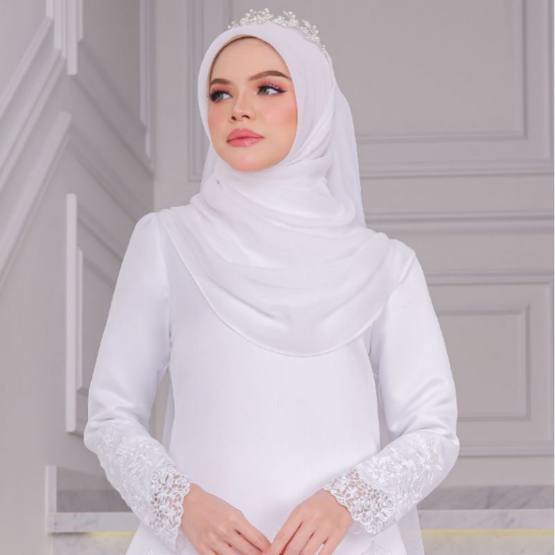 Bawal Off White | Bawal Drape Hijabista |Tudung Pengantin Off White ...
