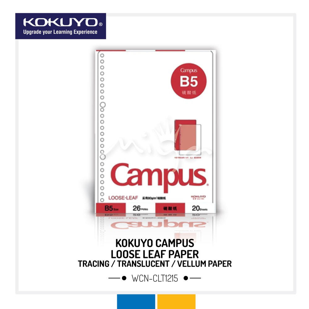 KOKUYO WCN-CLT1215 CAMPUS Loose Leaf Paper - Tracing / Translucent / Vellum Paper - B5 - 80gsm ...