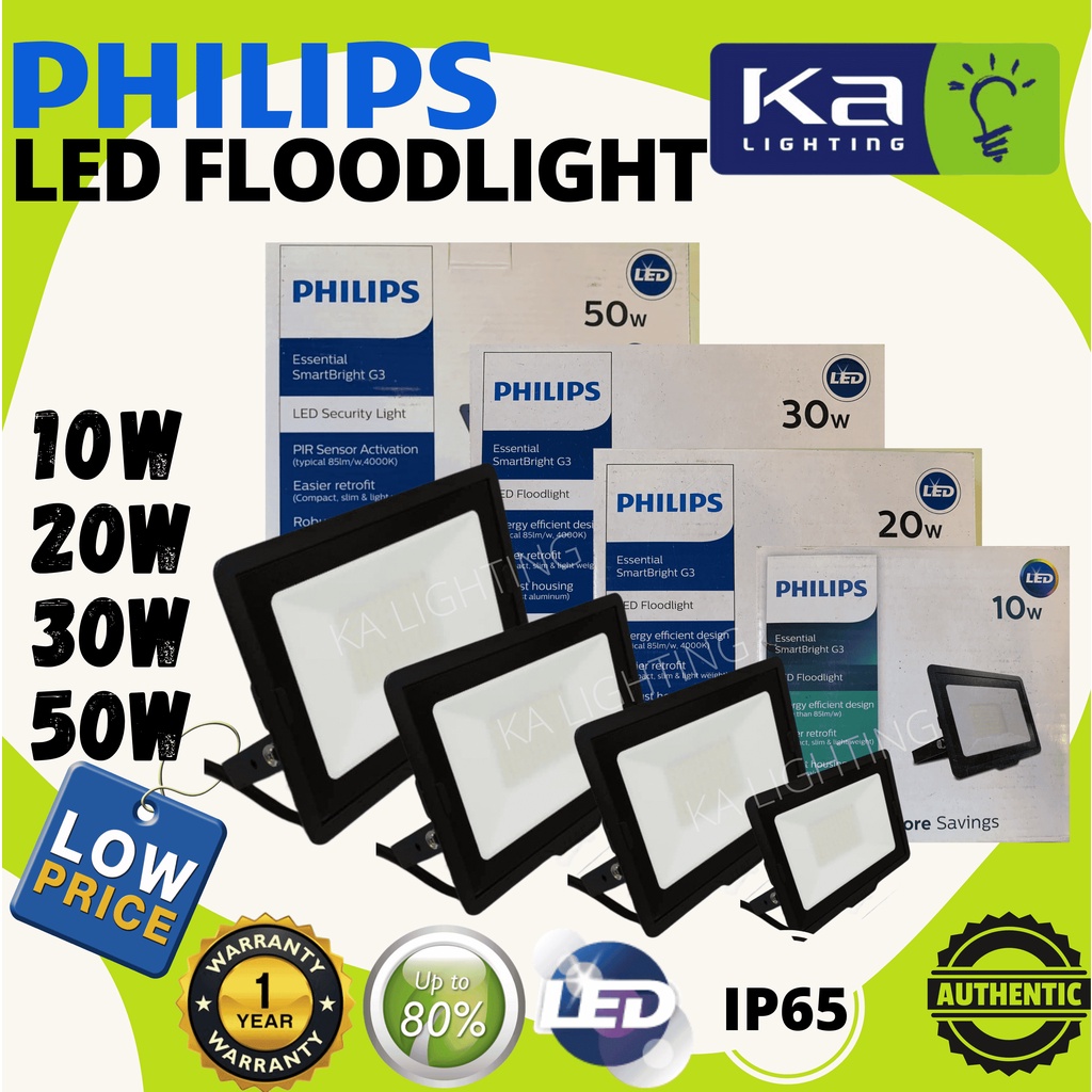 PHILIPS BVP150 ESSENTIAL LED FLOODLIGHT 10W/20W/30W/50W SMARTBRIGHT | Shopee Malaysia