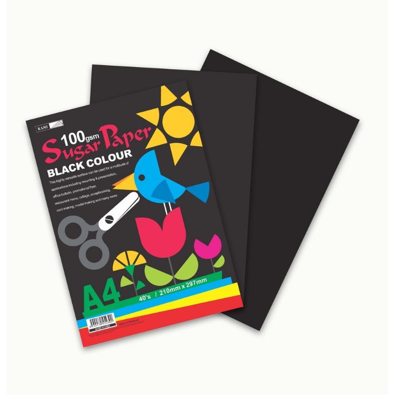 KAMI (A4 / A3) Sugar Paper / Black Sugar Paper (100gsm) | Lazada