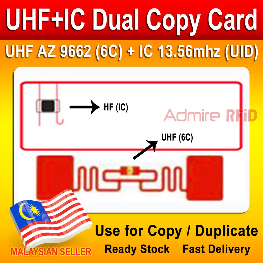 UHF + IC Dual Copy Card Duplicate Writable Clone Alien 9662 6C + UID ...