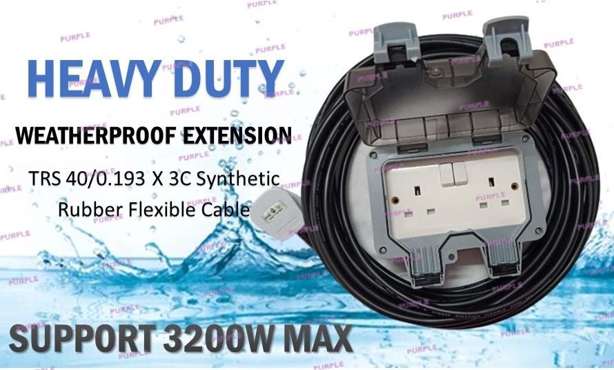 HEAVY DUTY IP66 Weatherproof/Waterproof Outdoor Trailing Extension ...