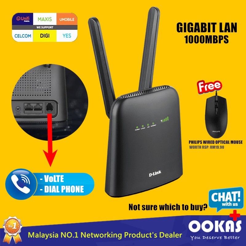 D-Link DWR-920v Gigabit Ethernet LAN 4G LTE Wireless WiFi N300 Modem ...