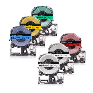 5 Pack LK-4WBN LC-4WBN SS12KW Label Tape Compatible Epson LabelWorks LW ...