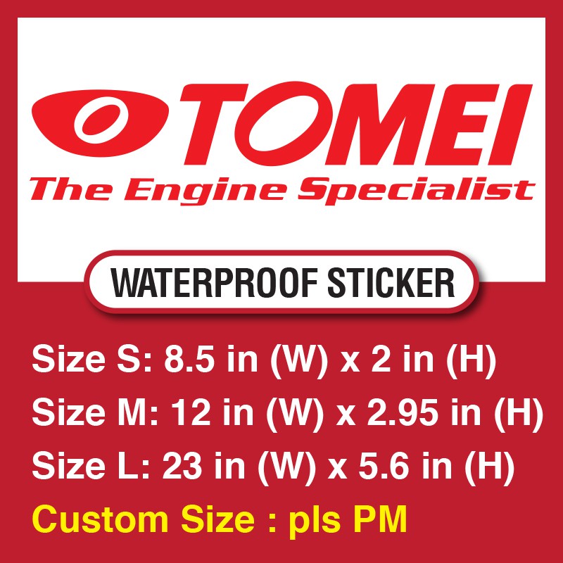 TOMEI The Engine Specialist Car Sticker Murah Decal EVO SUBARU NISSAN ...