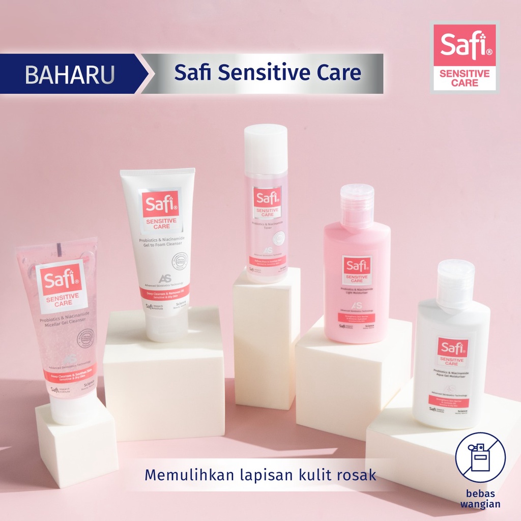 Safi Sensitive Care Probiotics & Niacinamide Cleanser/Toner/Moisturizer ...