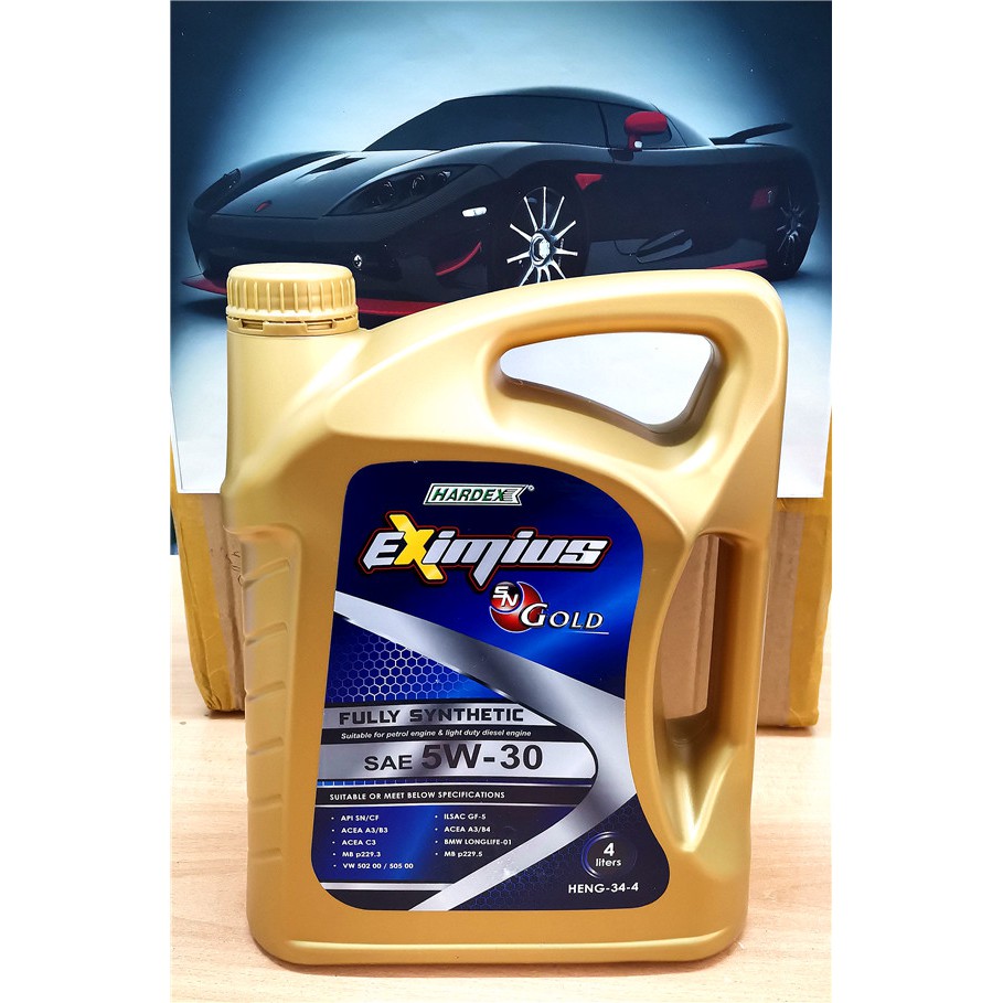 HARDEX EXIMIUS SN GOLD Fully Synthetic SAE SN 5W-30 4L ENGINE OIL ...