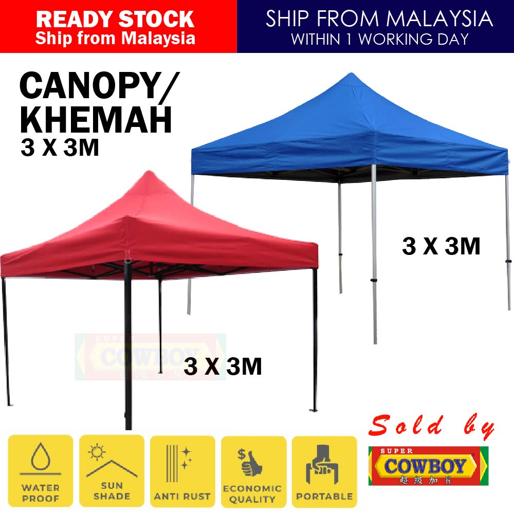 3m x 3m Canopy Khemah Meniaga Pasar Malam Foldable Canopy Anti Rush ...