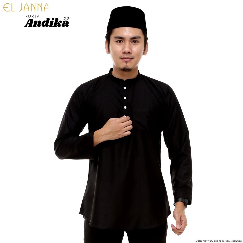 Kurta MEN ANDIKA 4.0 Black | Kurta Lelaki Dewasa Plus Size Hitam ...