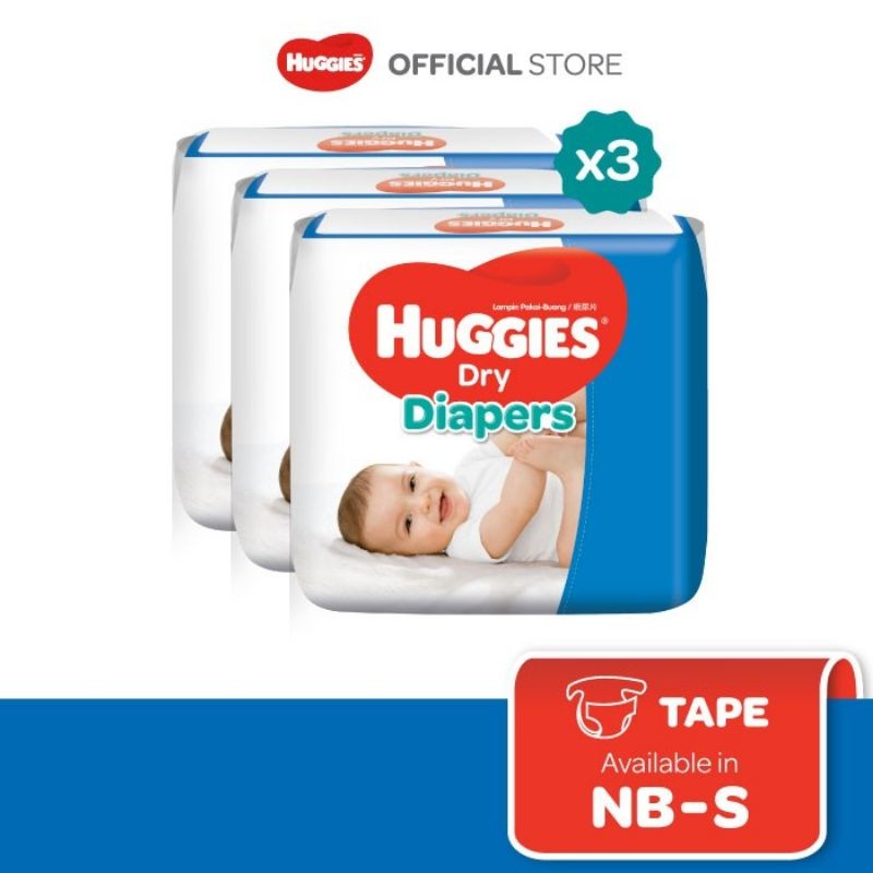 Huggies Dry Diaper Jumbo - NB64/S60 (3 Packs) | Shopee Malaysia