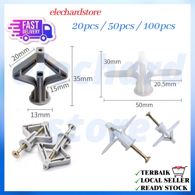 Heavy Duty Partition Wall Plug Butterfly Wall Plug Plaster Ceiling PVC ...