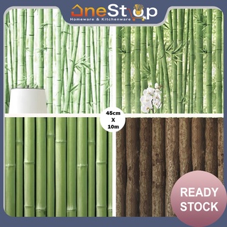 Wallpaper Bamboo 10m Waterproof PVC Self Adhesive Kertas Dinding Buluh ...