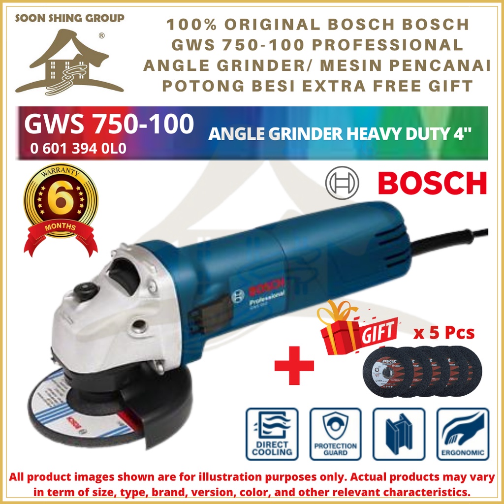 100% Original BOSCH GWS 750-100 Professional Angle Grinder Cutting ...