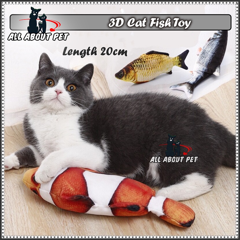 (ReadyStock)Cat Toys 3D Fish Pillow Cat Scratching Catnip Fish Toy ...
