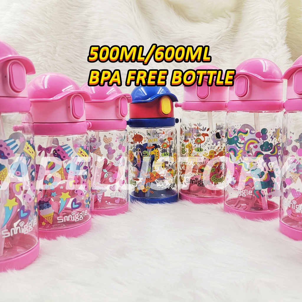 [ABELLISTORY] 500ML/600ML NEW Smiggle Kids Water Bottle BPA Free with Straw Botol Air Kanak ...