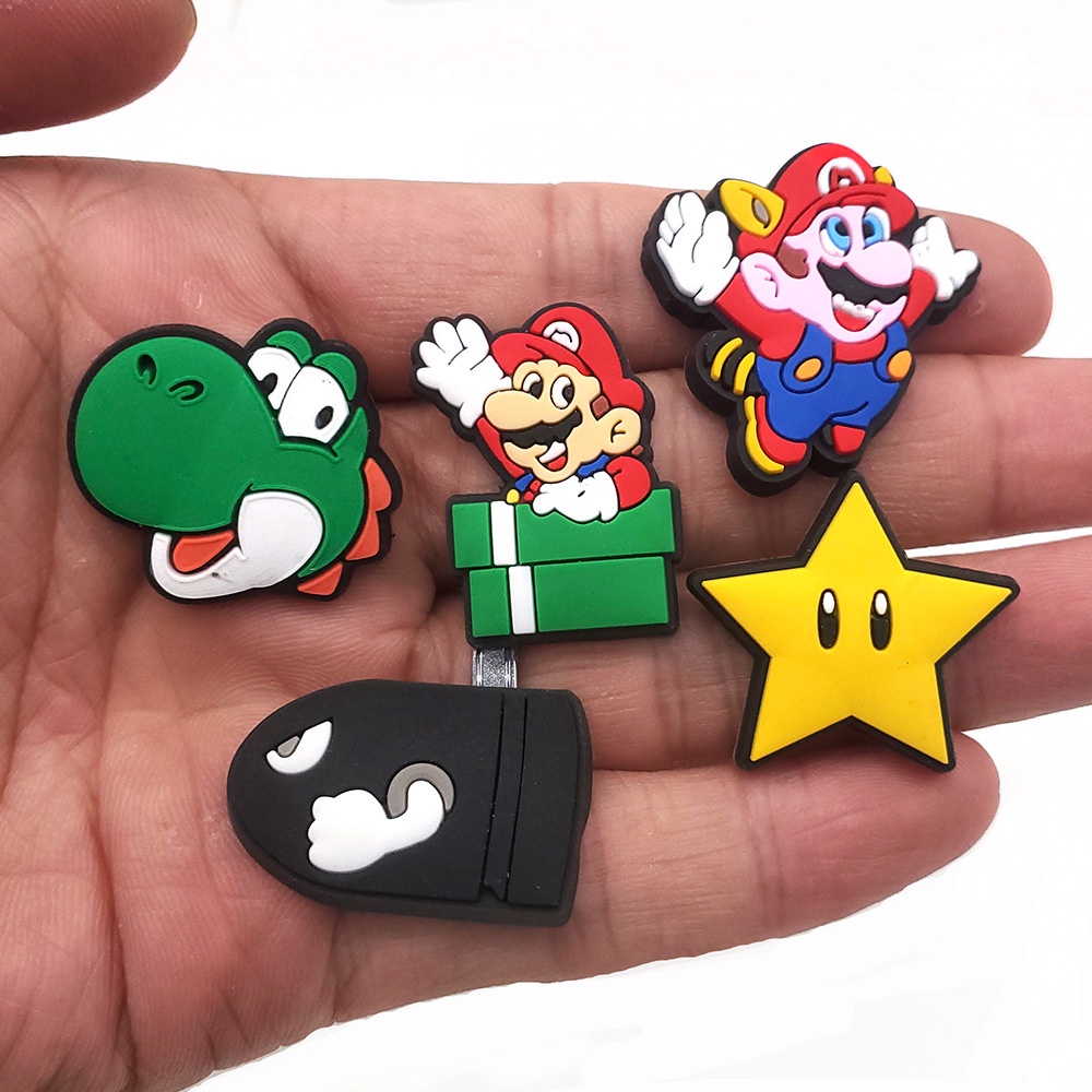 Cute jibits for Men Cartoon Super Mario croc Jibbits Charm Flower ...