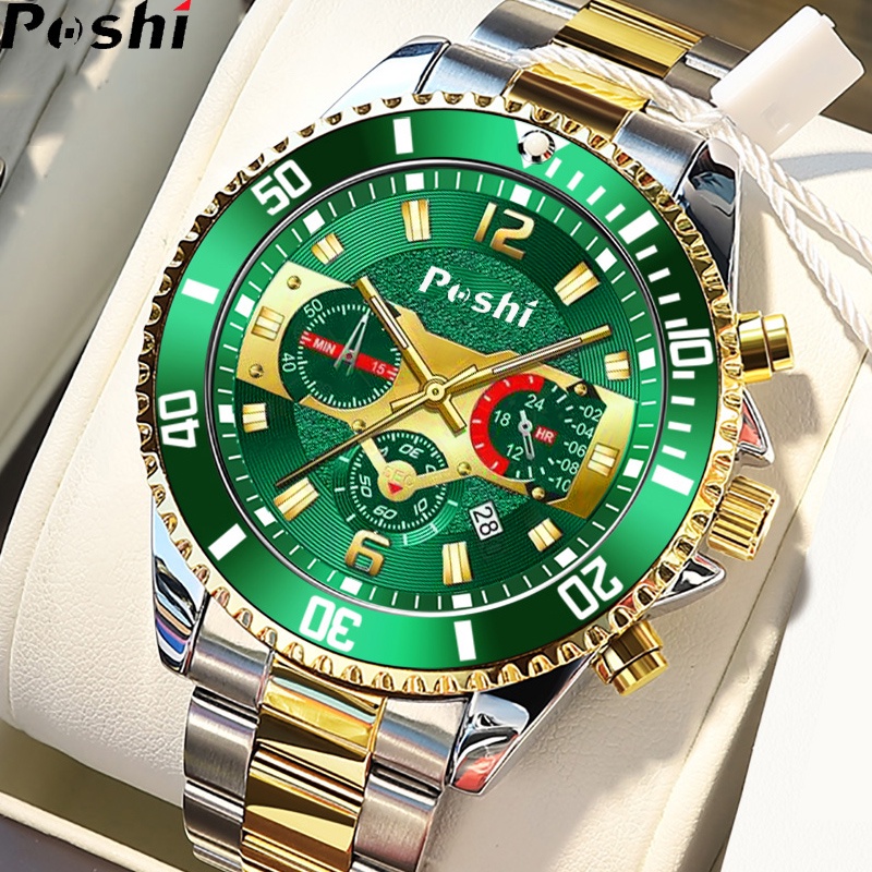 Original POSHI Top Brand Men's Watch Luxury Men's Full Steel Waterproof ...