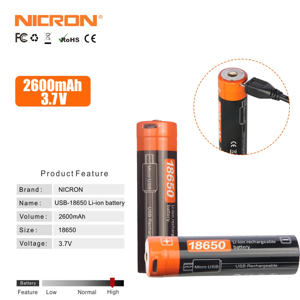 Nicron 18650 High Capacity Battery - N8/B70/B70plus/N8F/B60/H25/B71/N6 ...