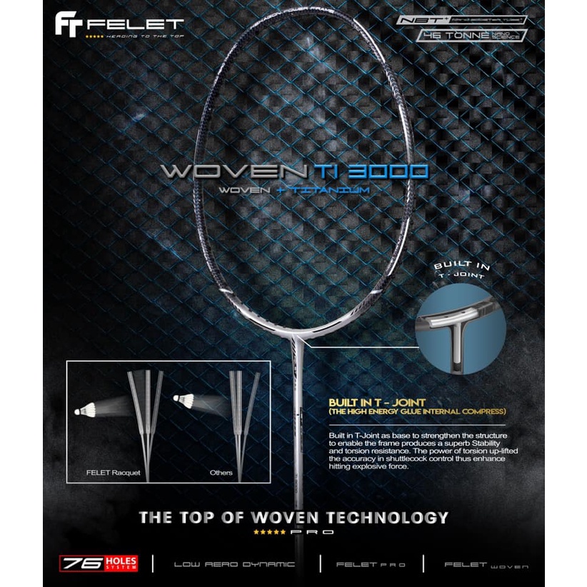 Felet Badminton Racket Woven Ti 3000 [Free String & Grip] | Shopee Malaysia