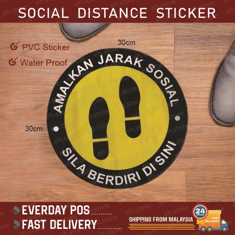 Social Distance Floor Decal Sticker Social Distaning {ready Stock