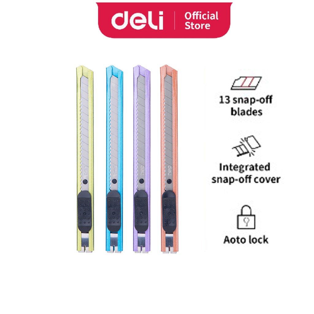 Deli Cutter E2066 Metal Paper Cutter Knife Auto Lock 13 Snap-Off Blades ...