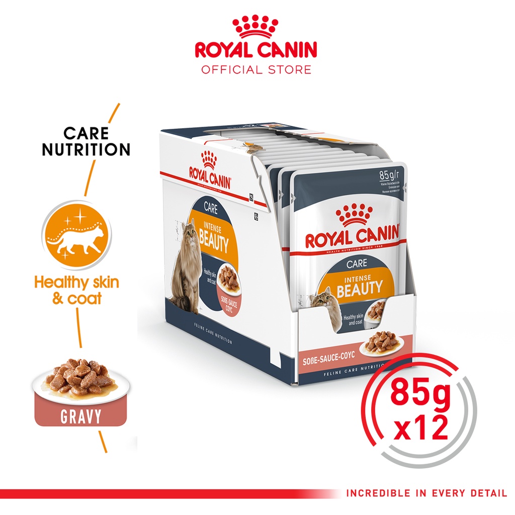 Royal Canin Intense Beauty Adult Gravy 85g X 12 Pouches Wet Cat Food