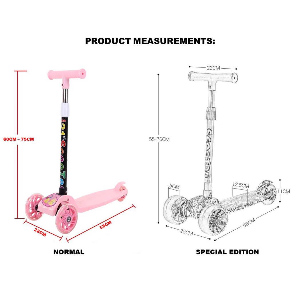 Skuter Budak Kids Scooter Scooter for Kids Foldable and Adjustable Kids ...