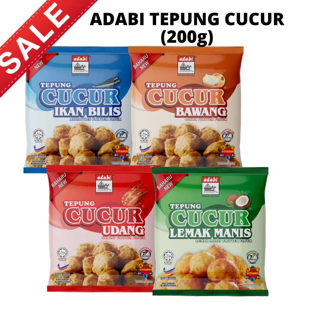 Adabi Tepung Cucur Ikan Bilis, Bawang, Udang, Lemak Manis (200g ...