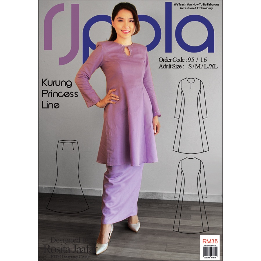 POLA PAKAIAN BAJU KURUNG PRINCESSLINE 95 RJPOLA ROSITA JAAFAR | Shopee ...