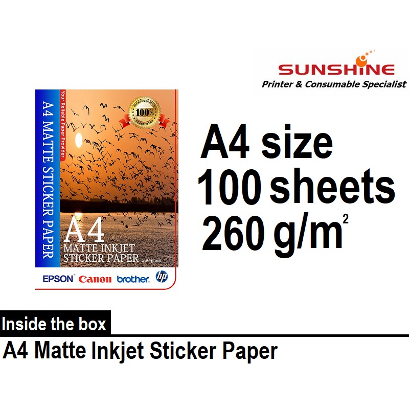 A4 MATTE STICKER PAPER *READY STOCK* 100PCS/PKT (260GSM) | Shopee Malaysia