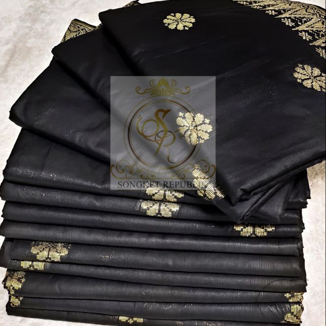 Songket Bunga Tabur Hitam Emas READY STOK!!! | Shopee Malaysia