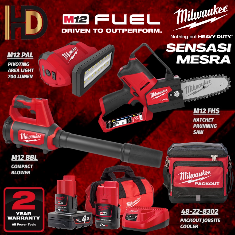 Milwaukee M12 SENSASI MESRA 4 IN 1 Combo Package ( M12 FHS + M12 BBL ...