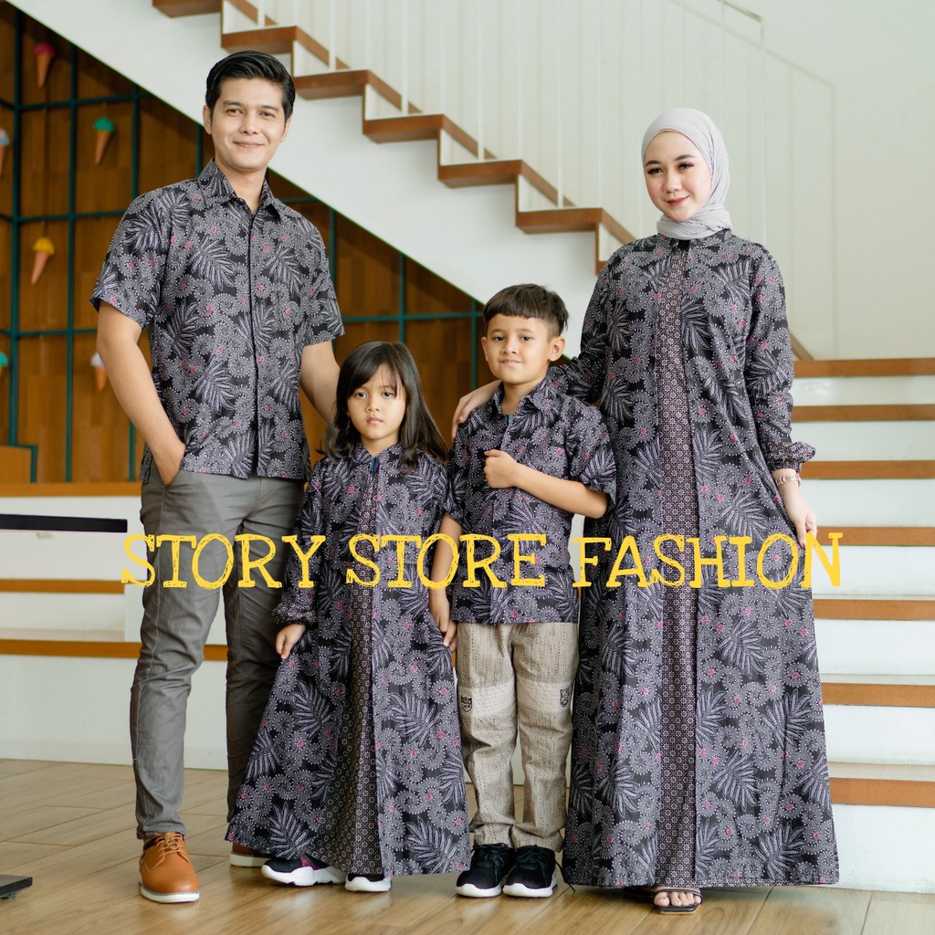 Batik Family Couple Set Hem Ukel Abu | Shopee Malaysia