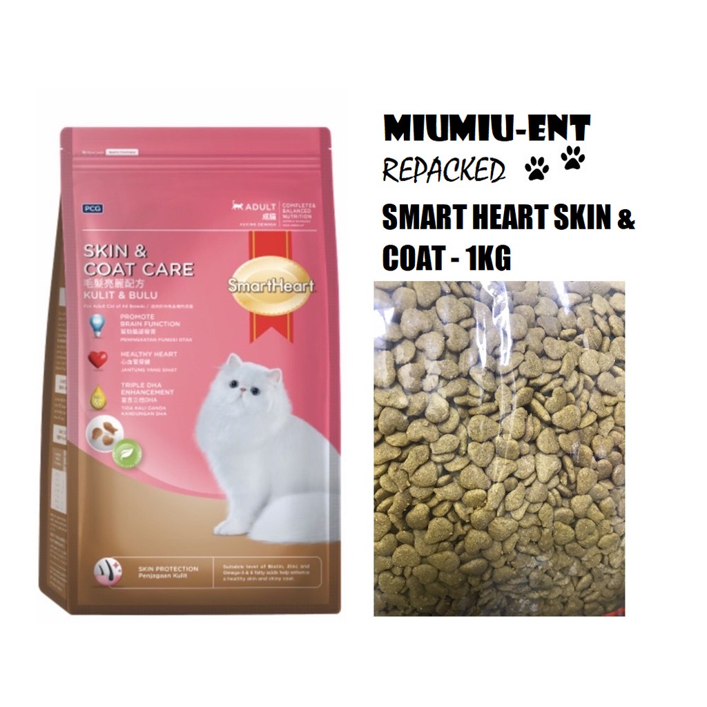 Repacked Smart Heart Adult Cat Food Skin&Coat 1kg / Repacked Makanan ...