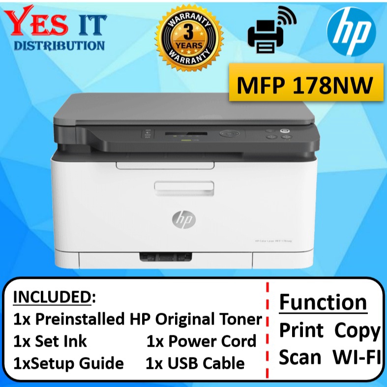 HP Color Laser Jet MFP 178NW All-In-One Printer (PRINT, SCAN, COPY ...