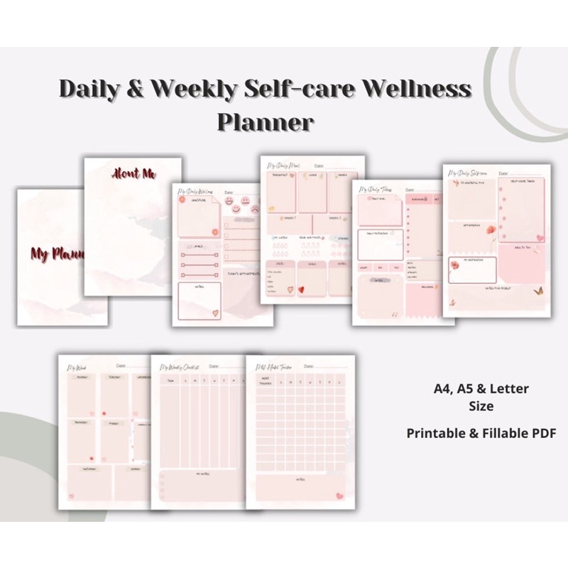 Printable Digital A4/A5/ Letter Daily & Weekly Self Care Wellness ...