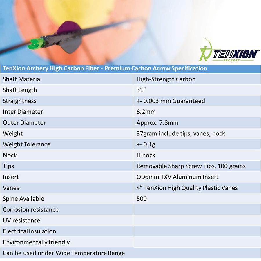 tenxion archery high carbon fiber premium arrows arrow anak panah ...