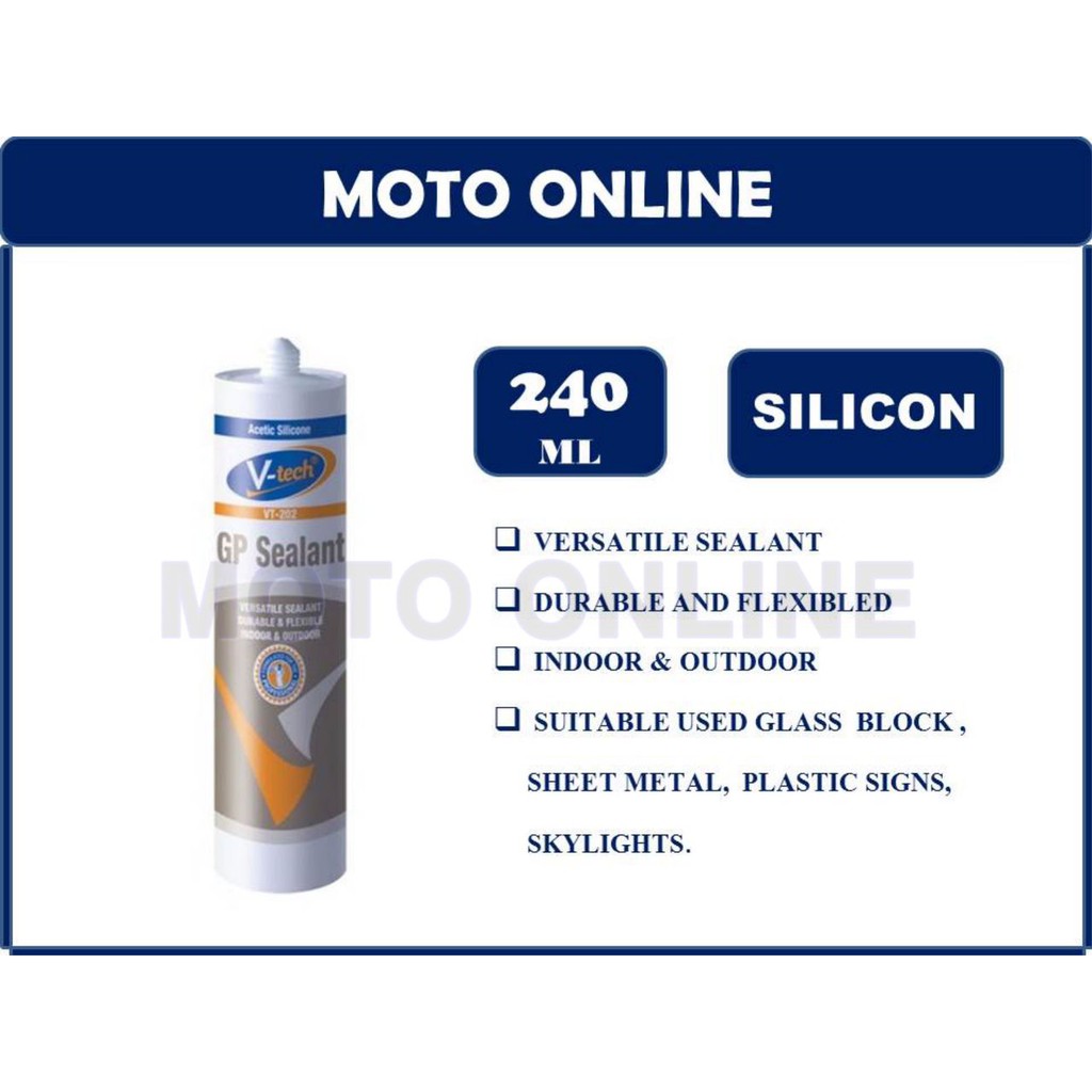 V-Tech VT-202 Silicone Sealant 240ml/CLEAR/WHITE/BLACK | Shopee Malaysia