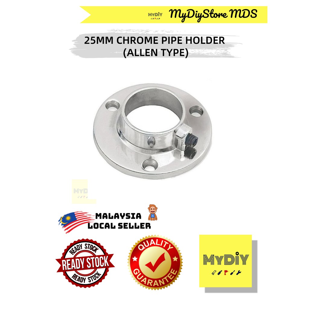 HARGA KILANG - MDS 25 MM CHROME PIPE TUBE HOLDER ROD HOLDER BRACKET ...