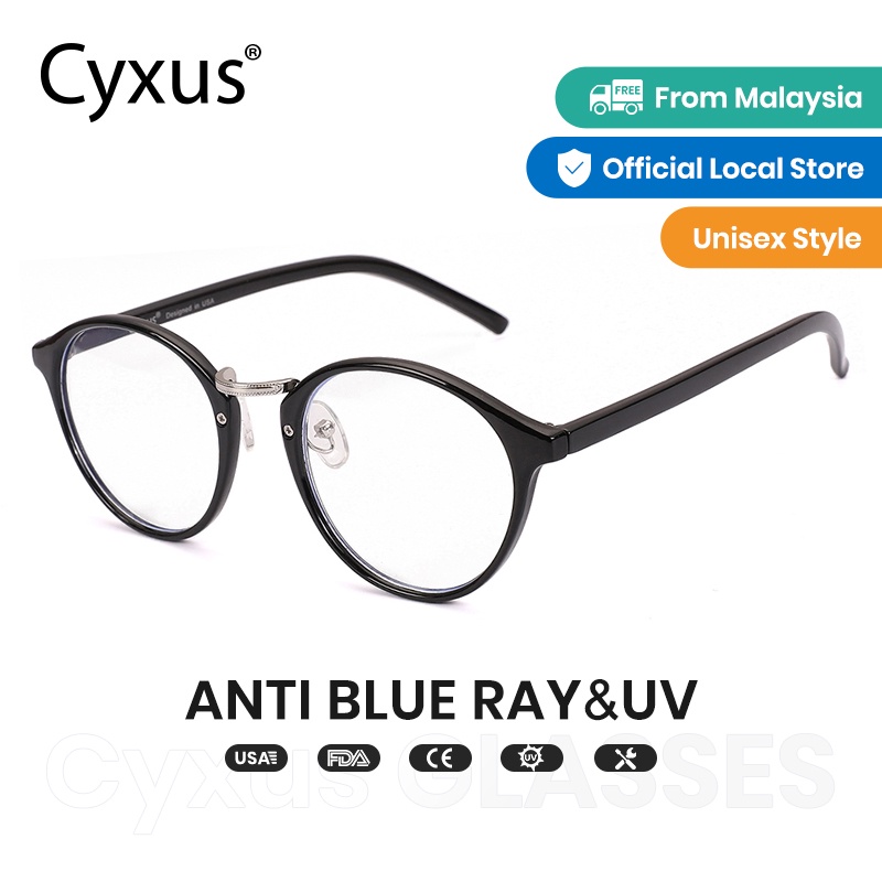 Cyxus Anti Blue Light Retro Round Computer Glasses for Blocking UV Eye ...