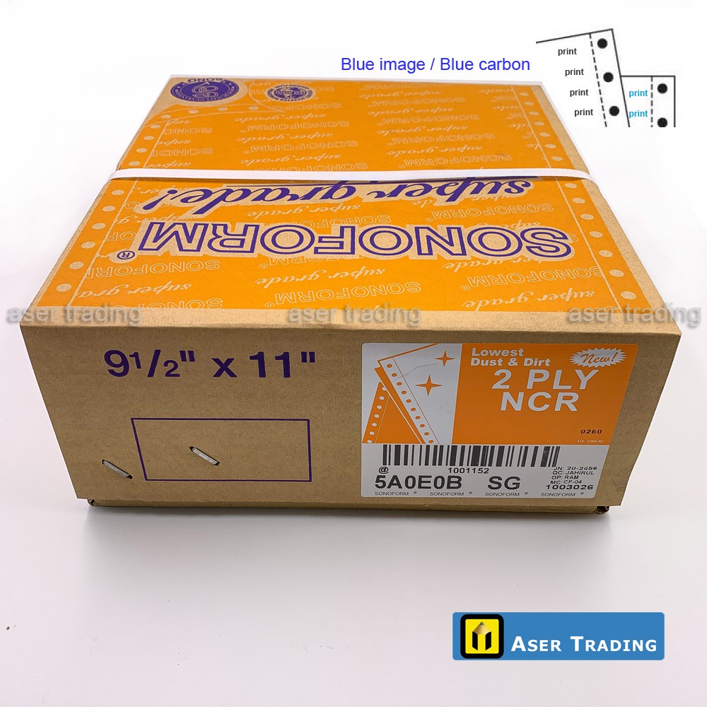 SONOFORM COMPUTER FORM - 2 PLY BLUE NCR / BLUE IMAGE / BLUE CARBON ...