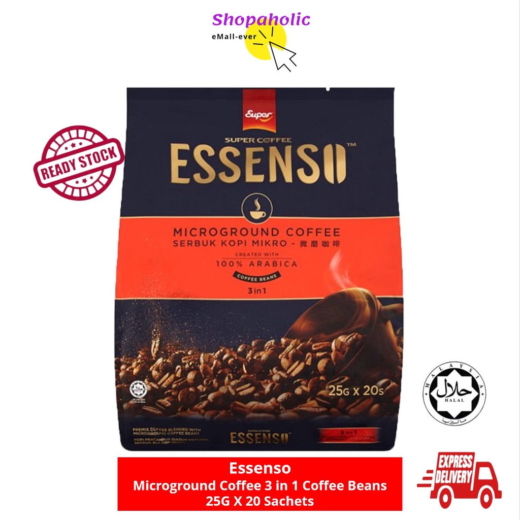 Essenso Microground Coffee 3 in 1 Coffee Beans 25G X 20 Sachets ...