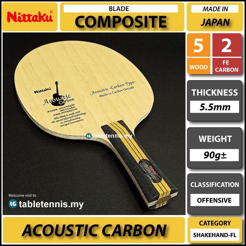 Nittaku Blade Acoustic Carbon Composite Carbon Blade Table Tennis Paddle Bat Made In Japan ...
